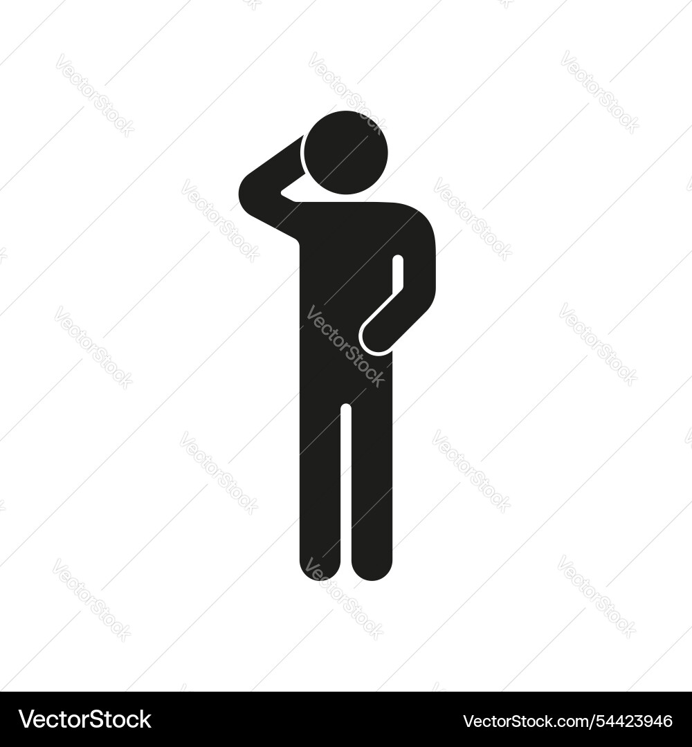 Human figure in thinking pose silhouette icon – Royalty-Free Vector ...