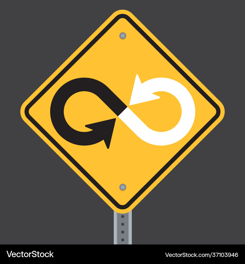 Infinity warning highway or road sign Royalty Free Vector