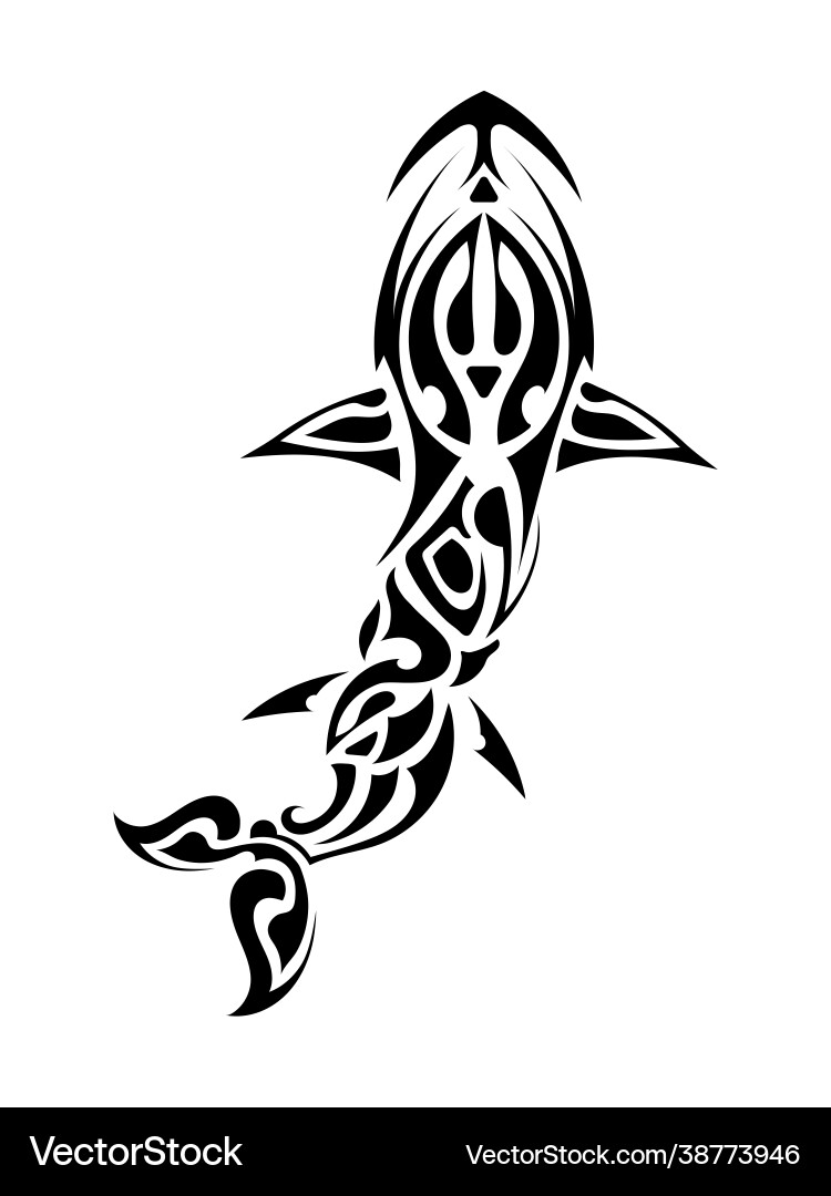 Polynesian style shark pattern tattoo Royalty Free Vector