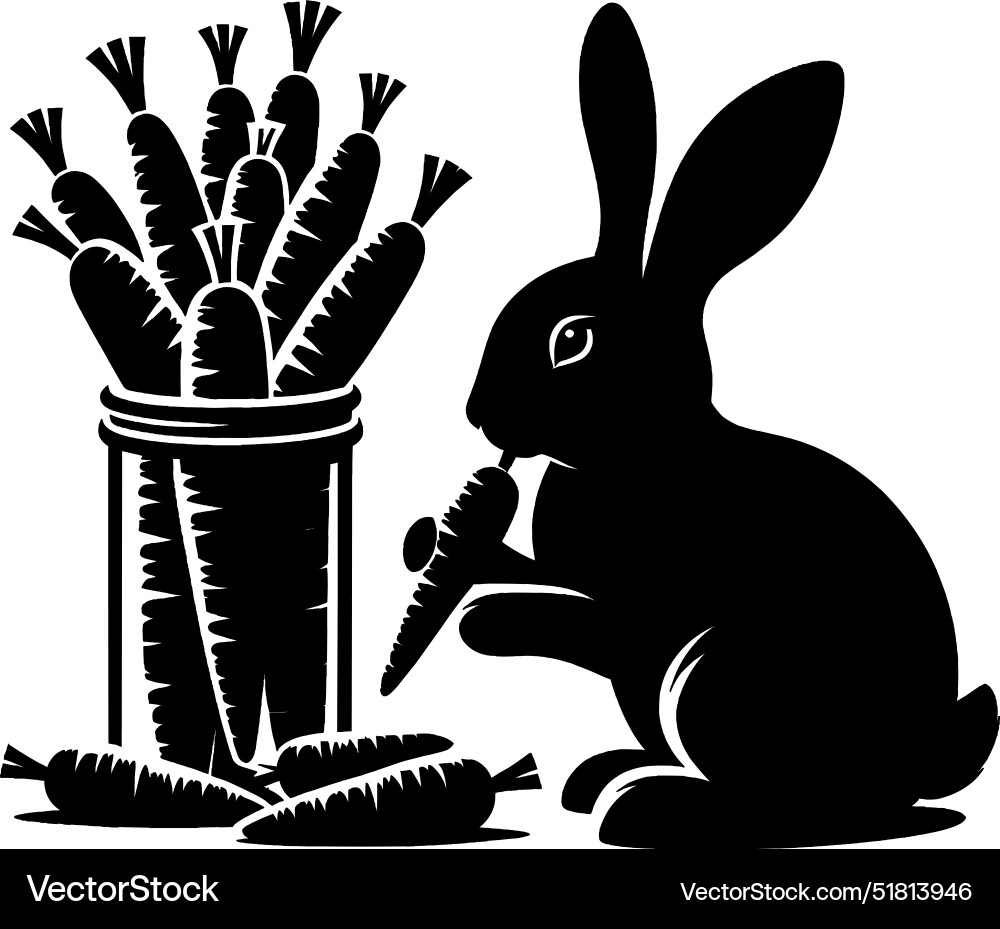 Rabbit silhouette isolated on white background Vector Image