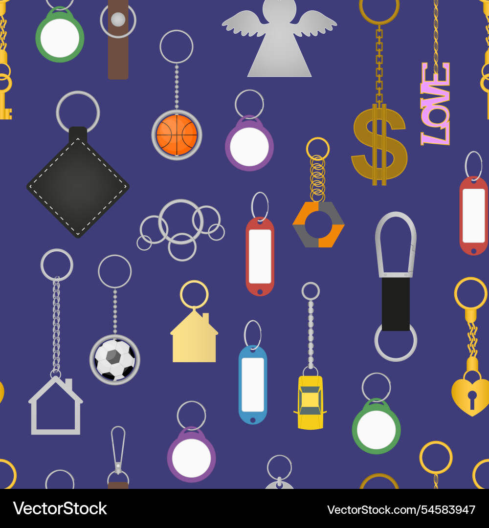 Cartoon color keychains seamless pattern Vector Image