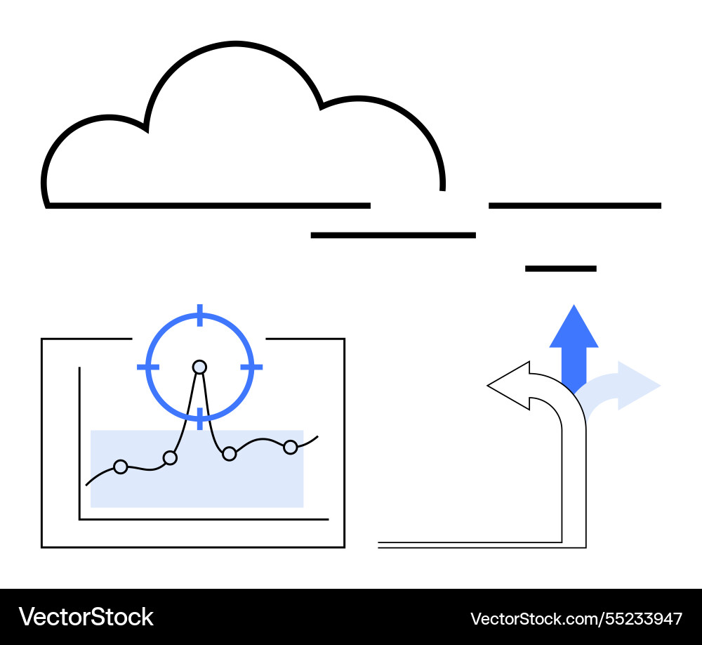 Cloud data analysis and decision path Royalty Free Vector