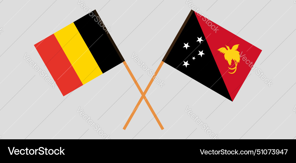 Crossed flags of belgium and papua new guinea Vector Image
