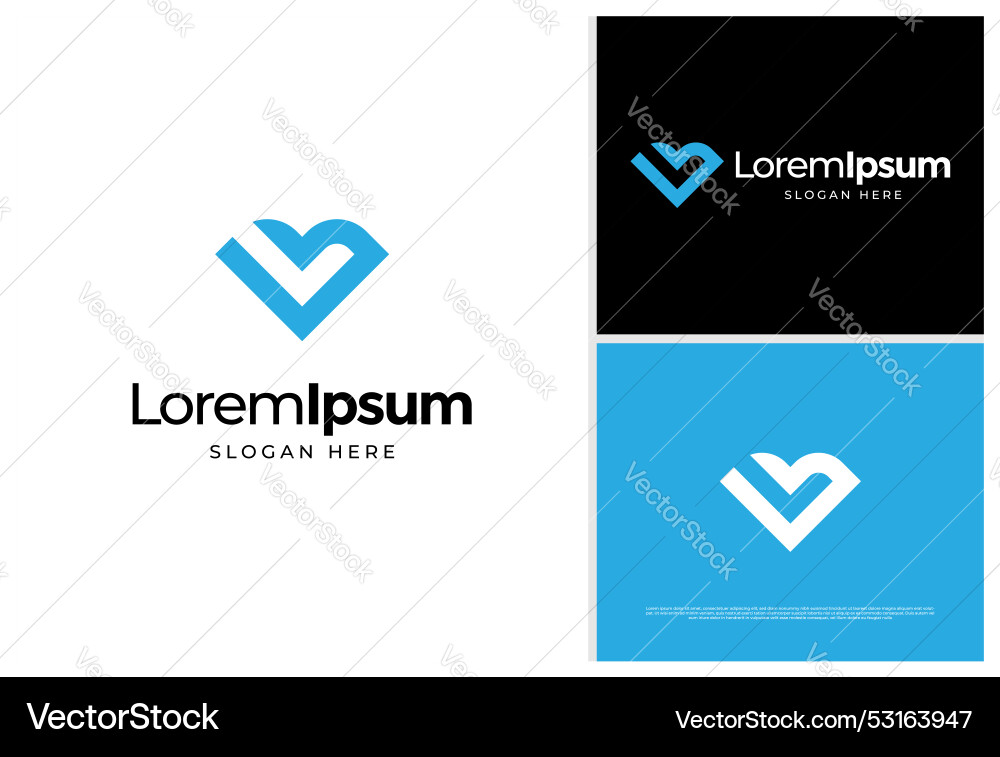 Elegant letter v b love logo design template Vector Image