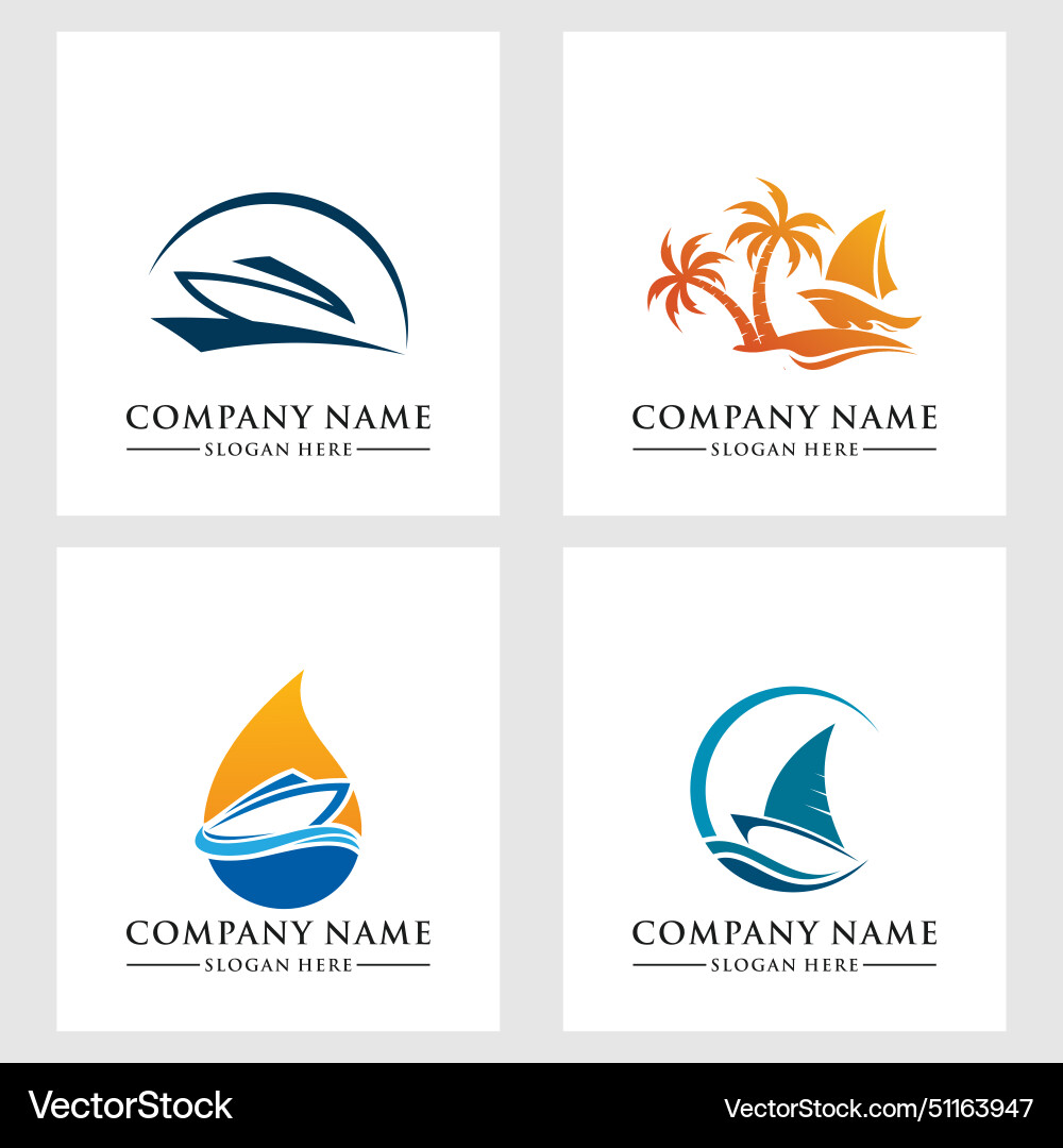 Fishing boat logo template Royalty Free Vector Image