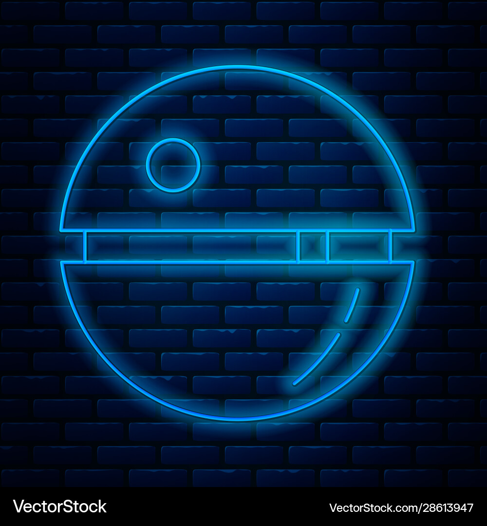 Glowing Neon Death Star Icon Royalty Free Vector Image