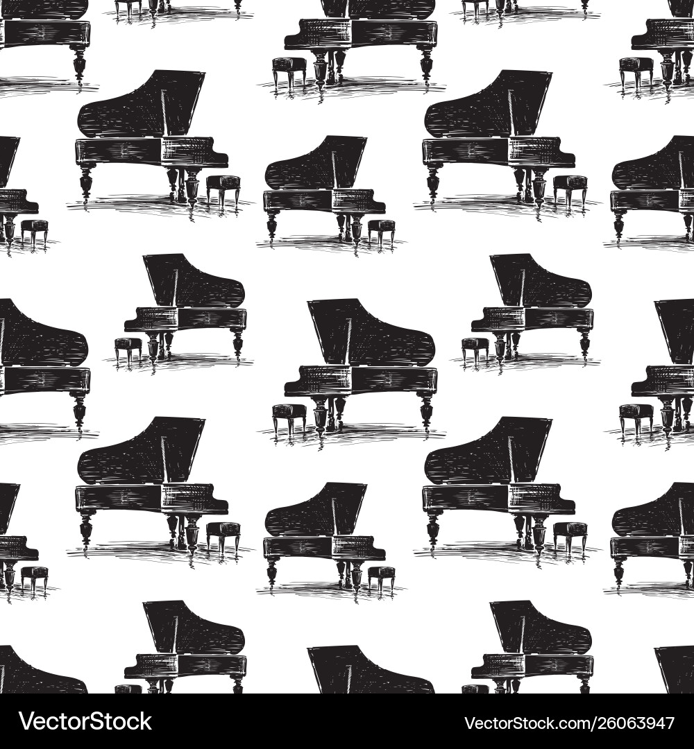 Pattern a grand piano sketch Royalty Free Vector Image