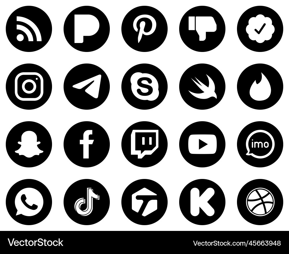 20 White Social Media Icons Royalty Free Vector Image