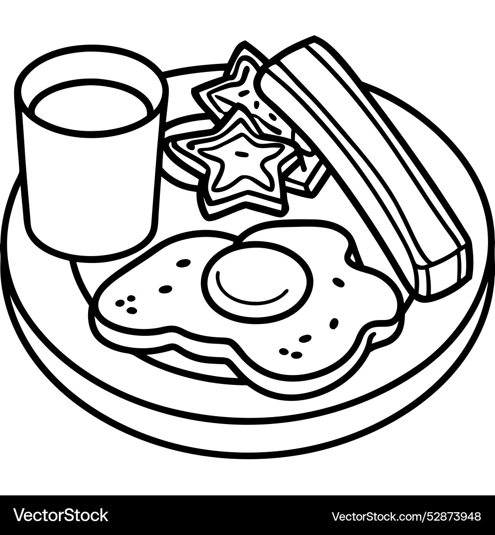 Hearty breakfast with fried egg bacon toast Vector Image