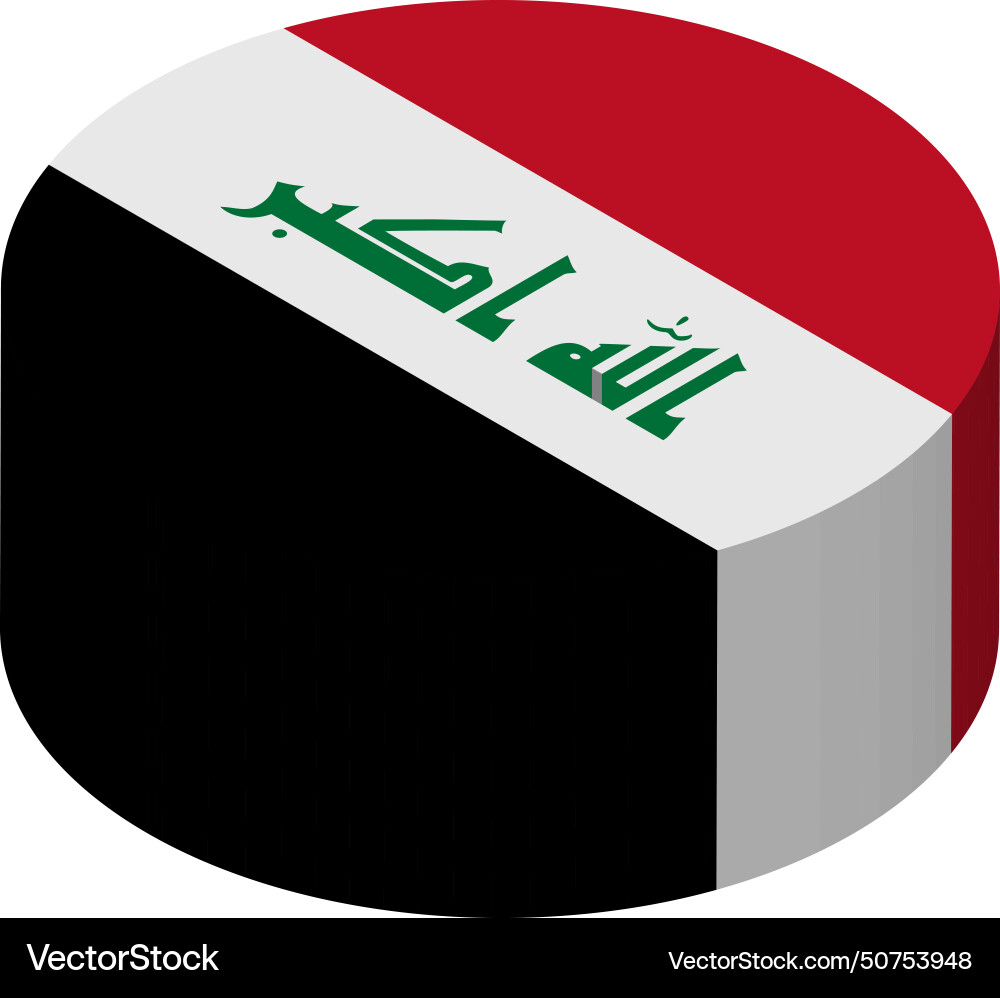 Isometric 3d circle flag of iraq Royalty Free Vector Image