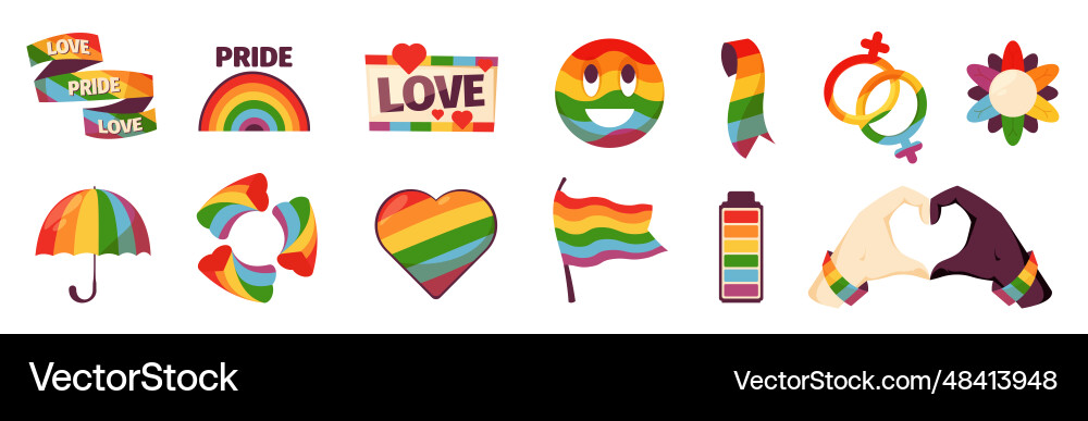 LGBT Pride Rainbow Elements Royalty Free Vector Image