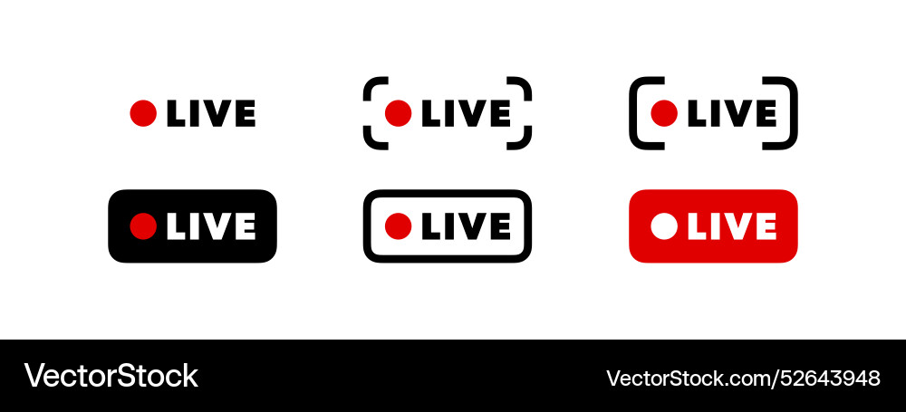 Live button icons real time engagement Royalty Free Vector