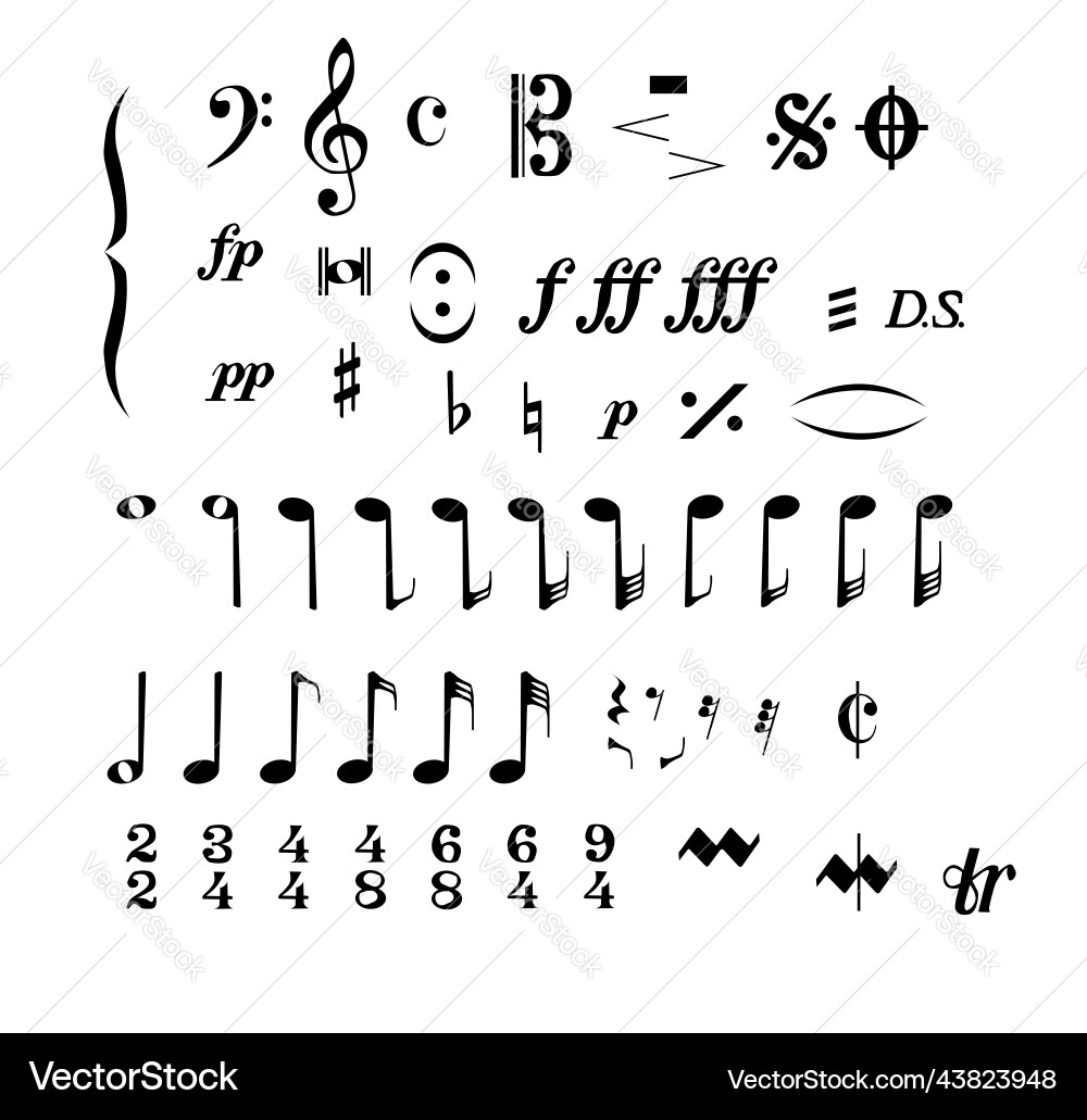 Musical notation collection Royalty Free Vector Image