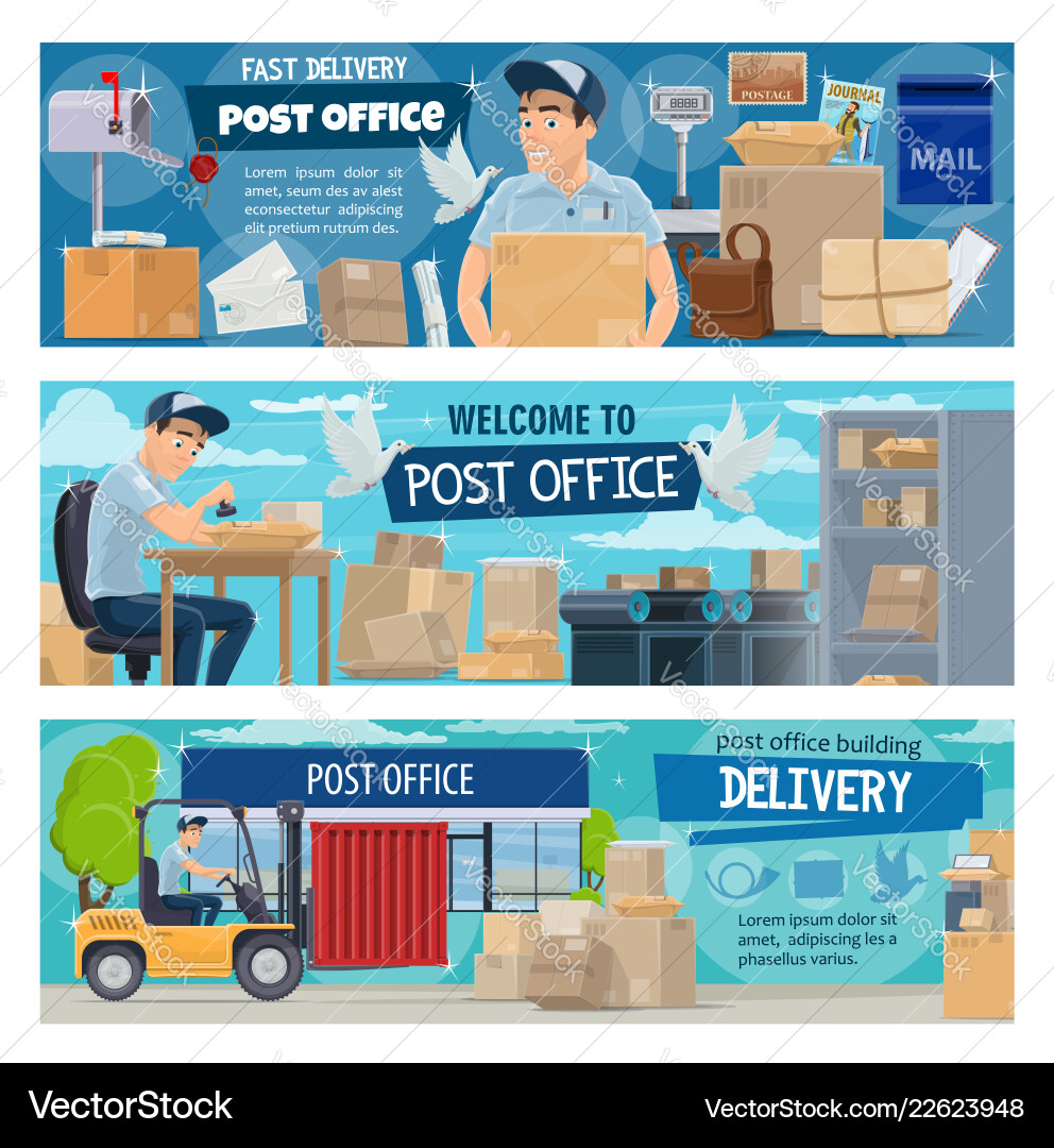 Postal delivery service post office and postman Vector Image