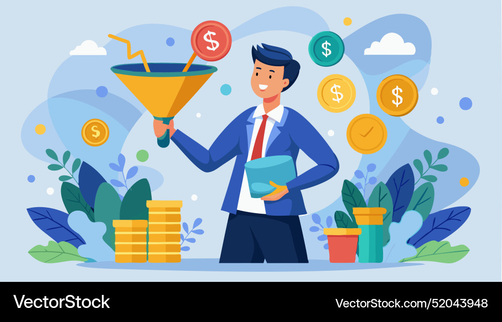 Sales funnel success marketing conversion art Vector Image