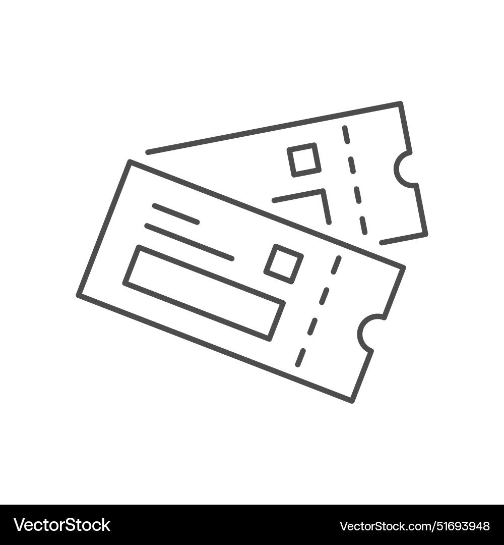 Two tickets line outline icon Royalty Free Vector Image