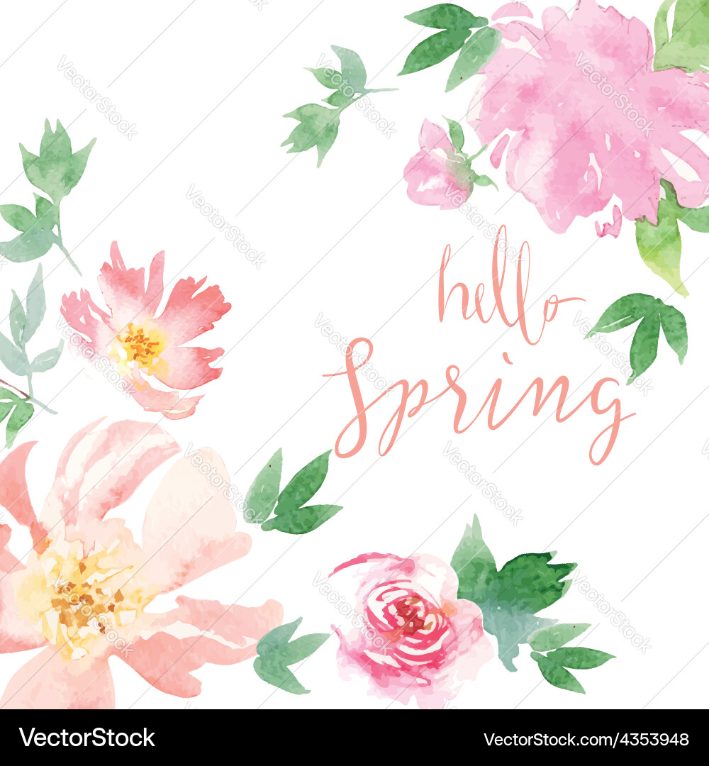 Watercolor spring flowers Royalty Free Vector Image