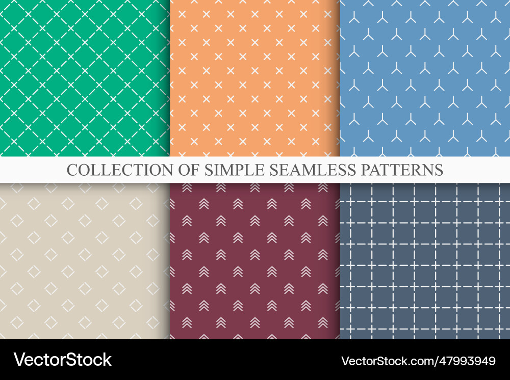 Collection of simple seamless stylish patterns Vector Image