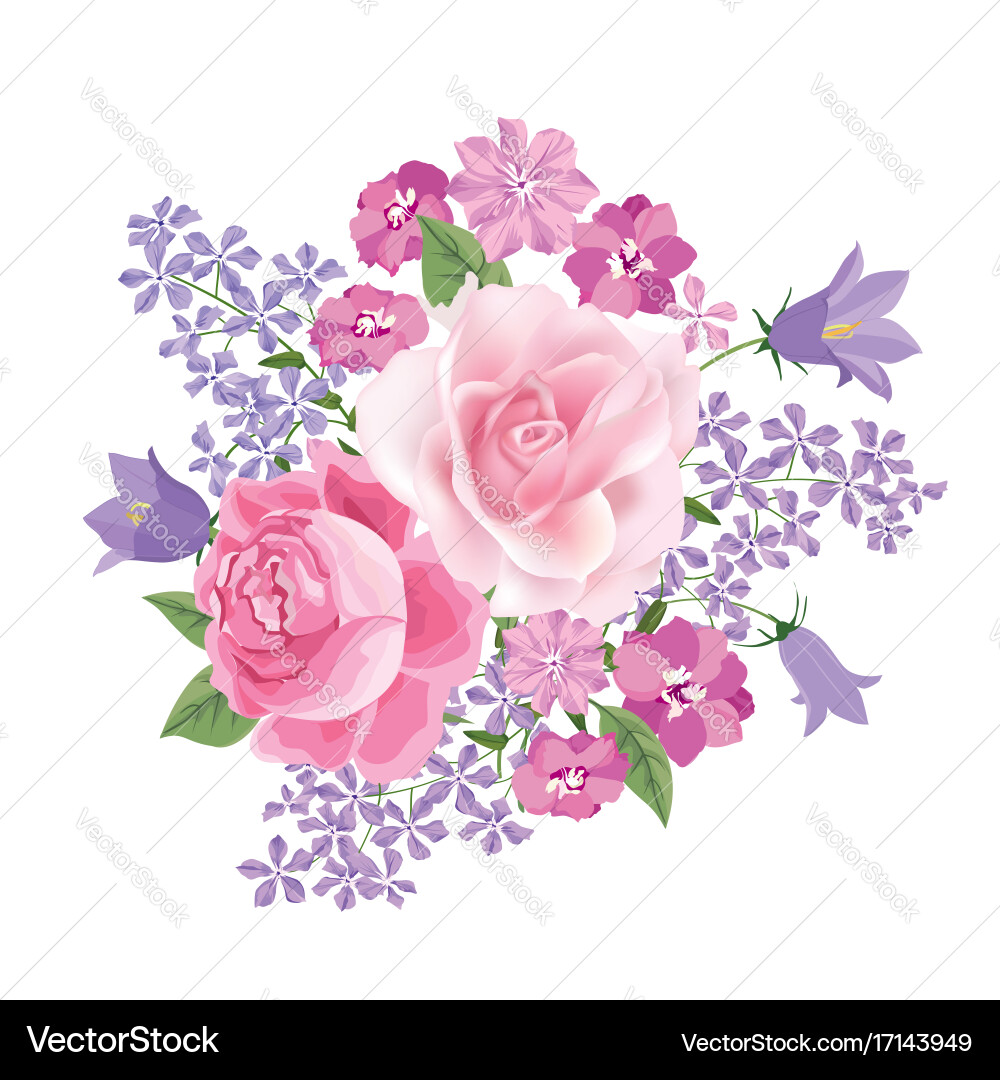 Flower bouquet floral frame flourish greeting Vector Image