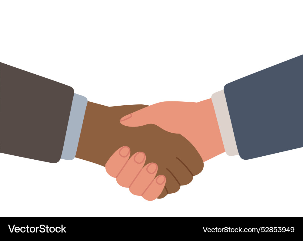 Handshake black and caucasian people business Vector Image
