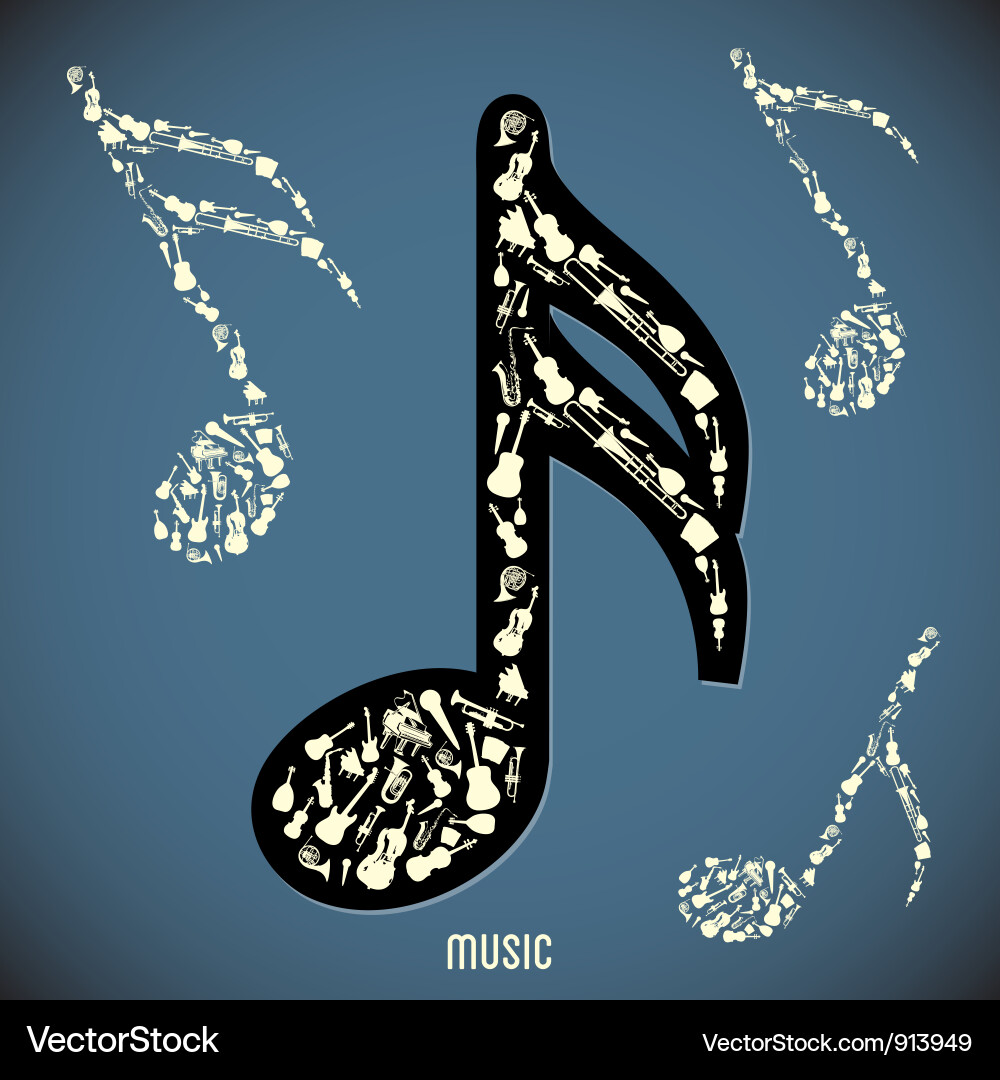 High contrast music instruments Royalty Free Vector Image