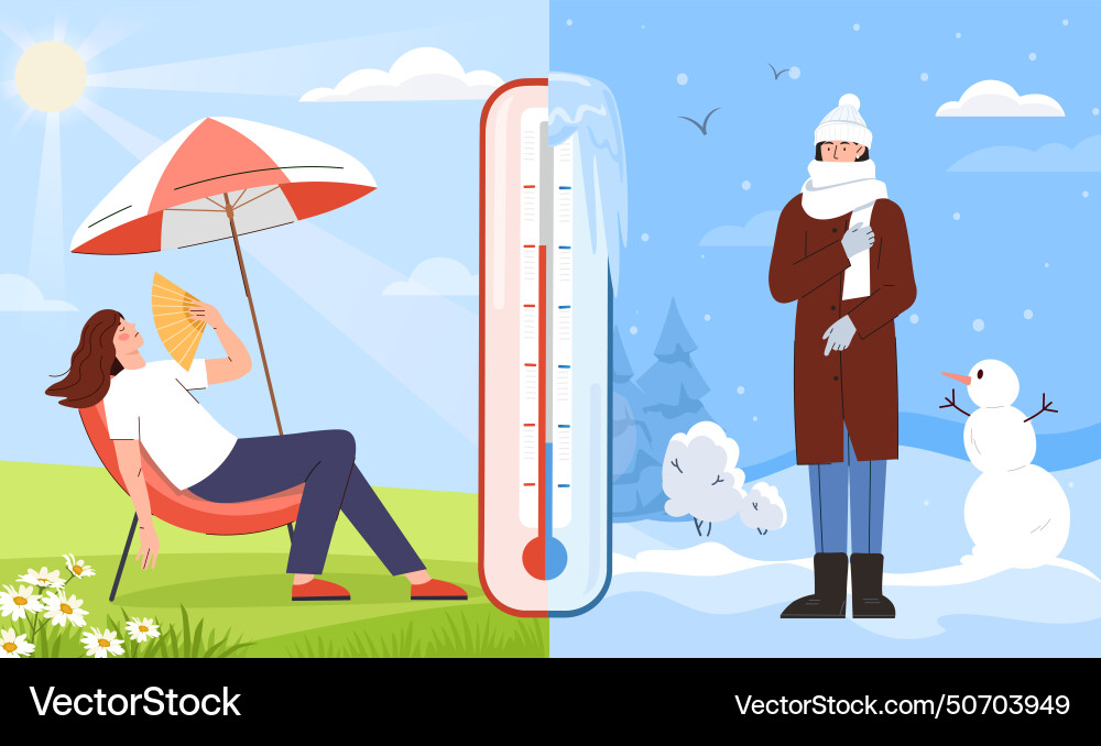 Hot versus cold weather Royalty Free Vector Image