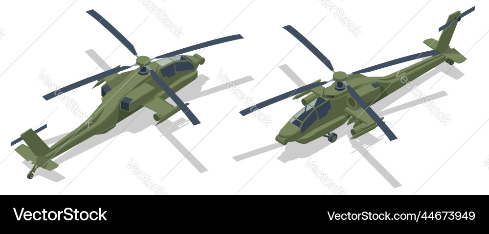 Isometric AH-64 Apache Helicopter Royalty Free Vector Image