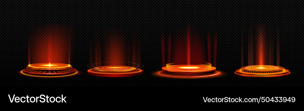 Magic portal with round podium and red glow beams Vector Image