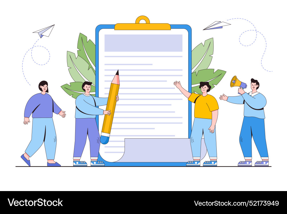 People characters fill out a form for web banners Vector Image