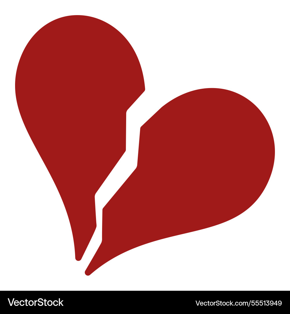 Symbolic broken heart concept icon Royalty Free Vector Image
