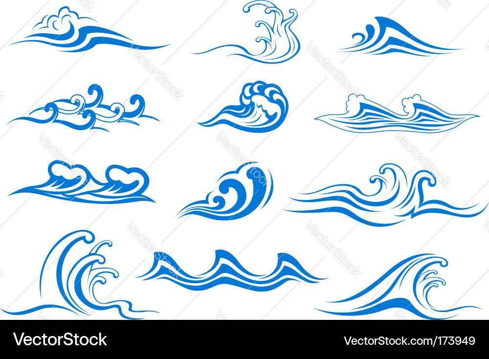 Wave Symbol Collection Royalty Free Vector Image