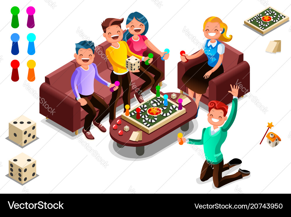 Board games adults leisure Royalty Free Vector Image