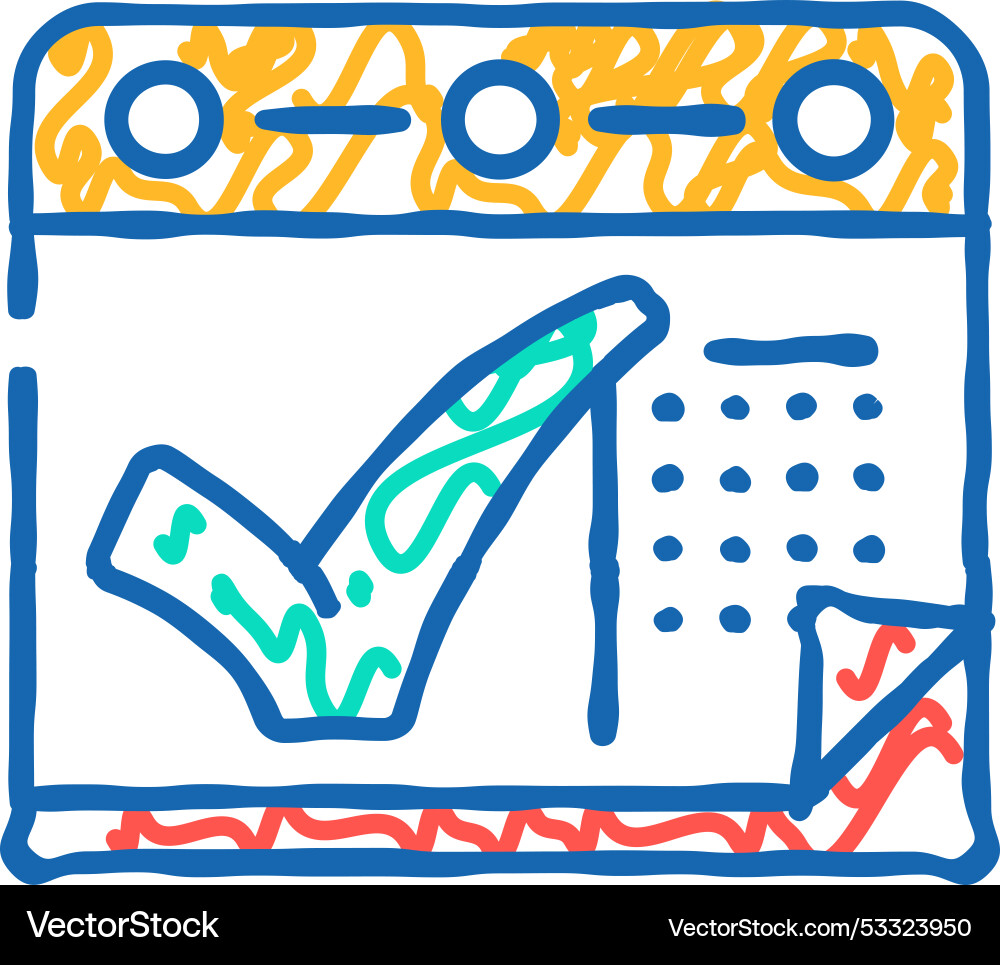 Calendar check mark icon doodle Royalty Free Vector Image