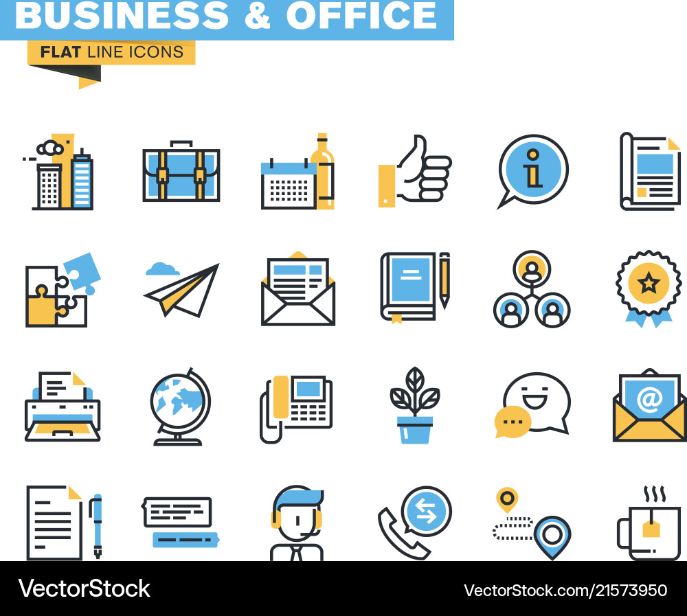 Flat line icon pack for designers and developers Vector Image