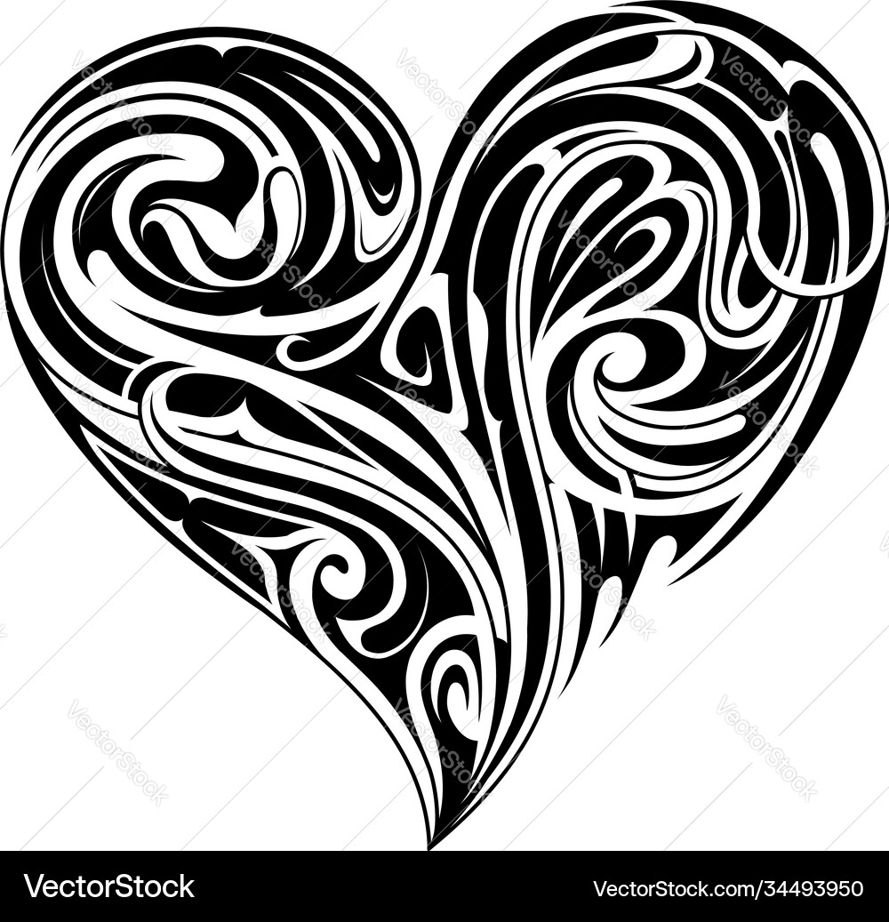 Tribal heart shape tattoo design Royalty Free Vector Image
