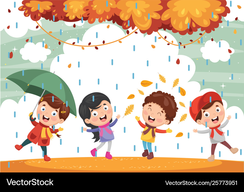 Autumn children Royalty Free Vector Image - VectorStock