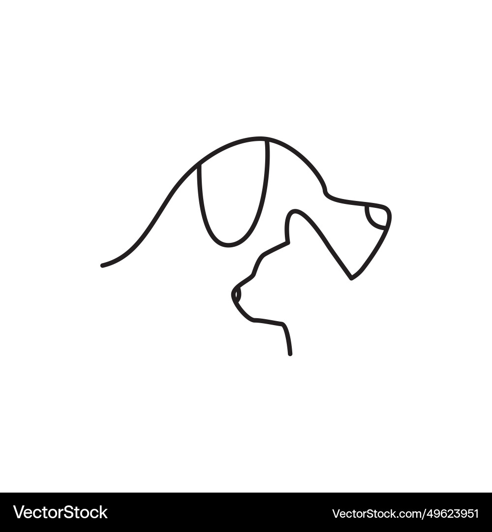 Cat dog head line logo design image Royalty Free Vector