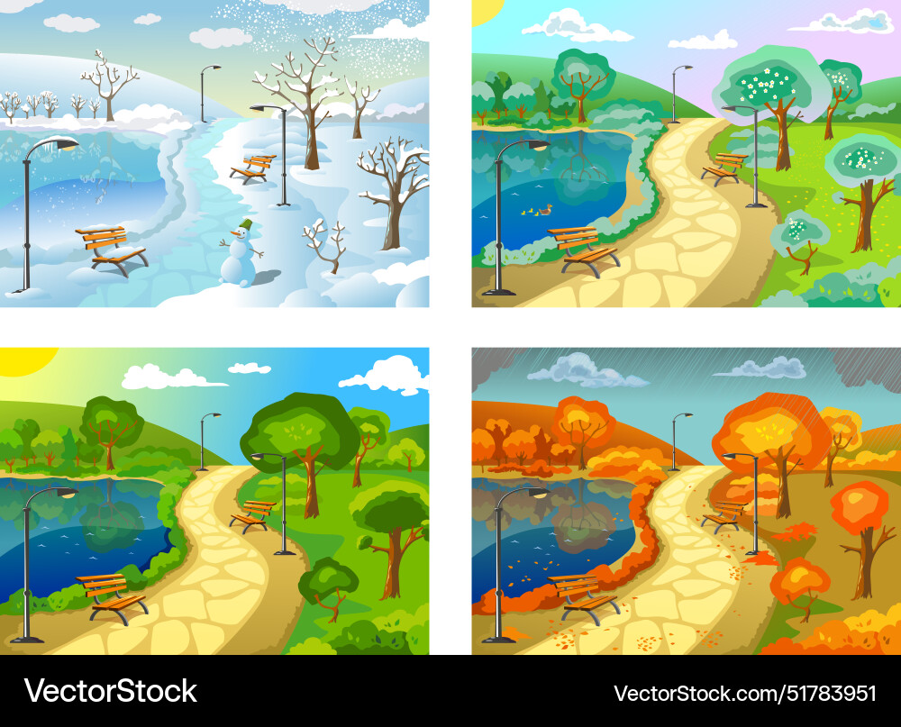 Four seasons in the park Royalty Free Vector Image