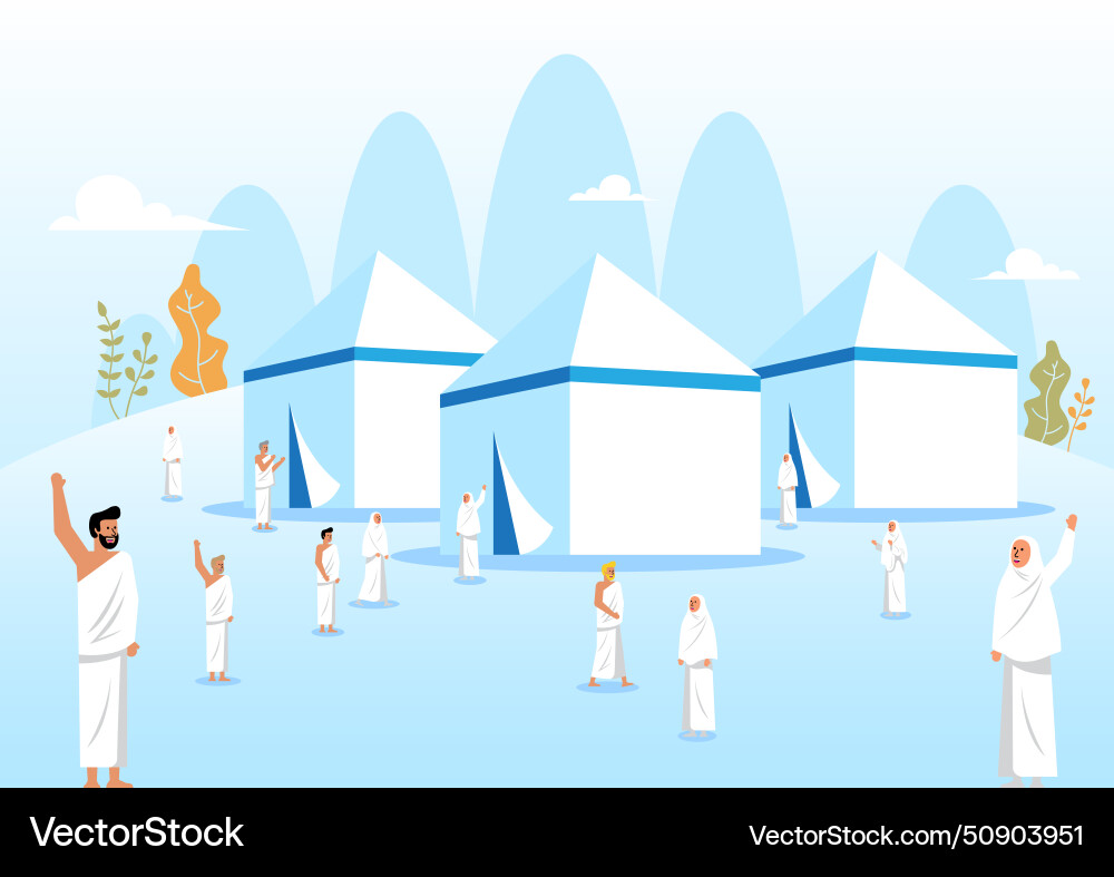 Muslim pilgrimage and tents area Royalty Free Vector Image