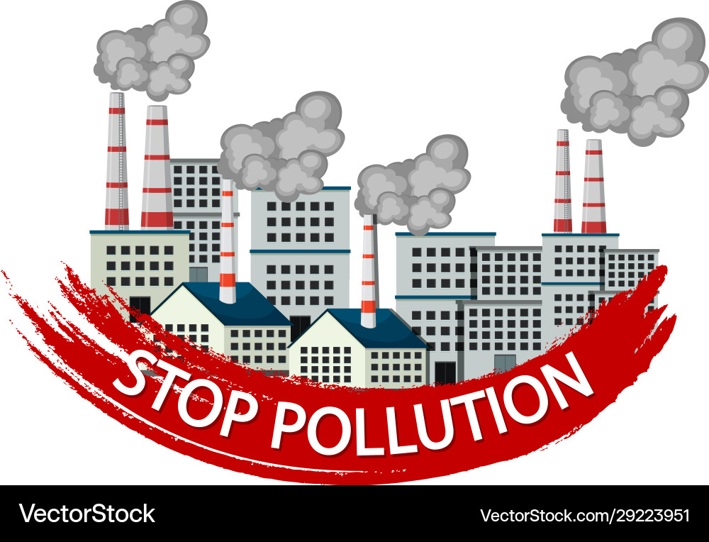 Poster design for stop pollution with factory Vector Image