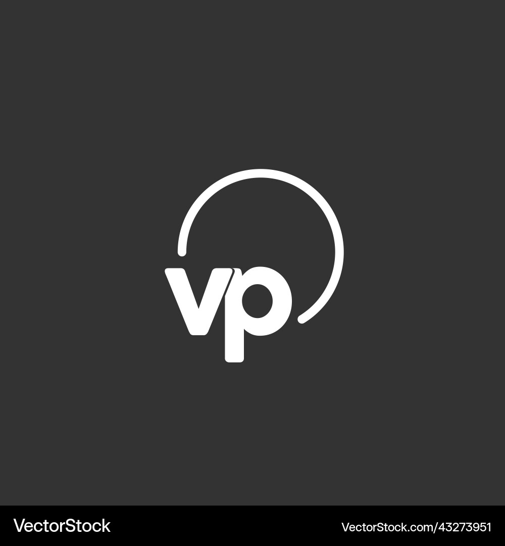 Vp initial logo with rounded circle Royalty Free Vector