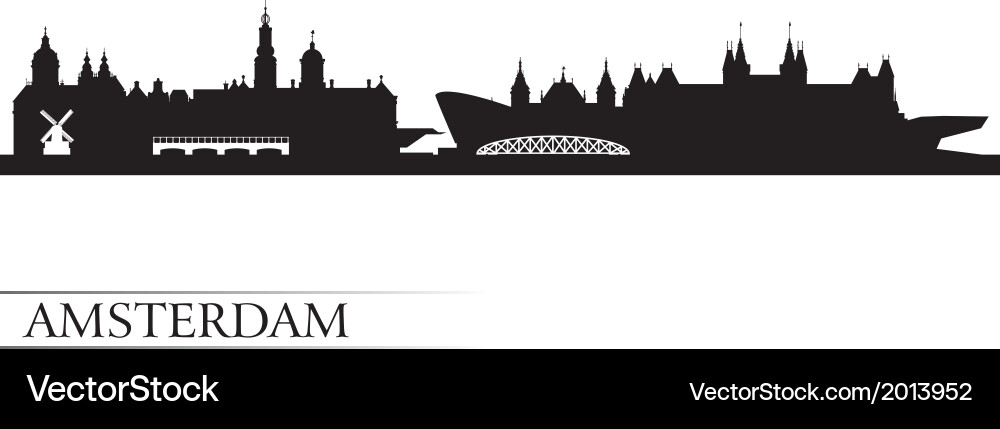 Amsterdam city skyline silhouette background Vector Image