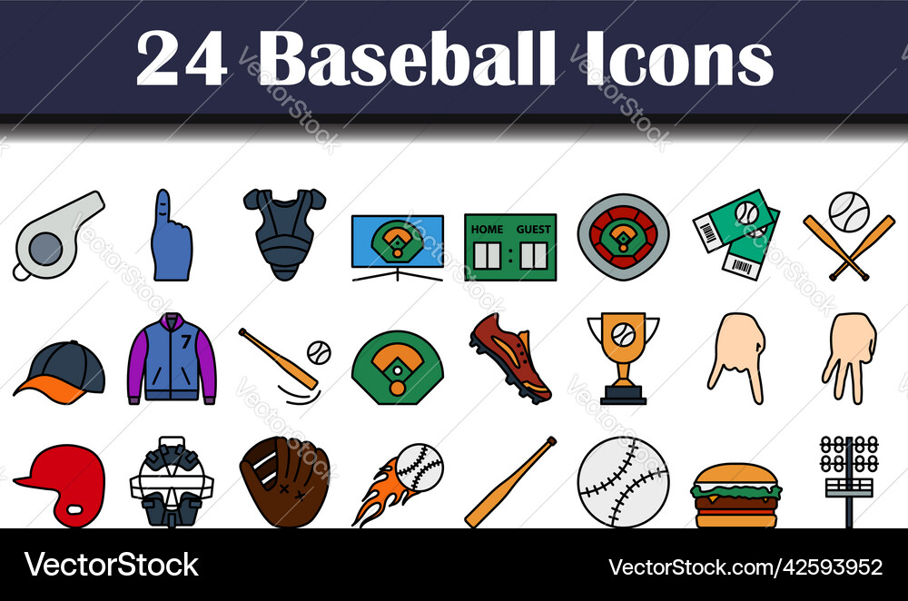 Baseball icon set Royalty Free Vector Image - VectorStock