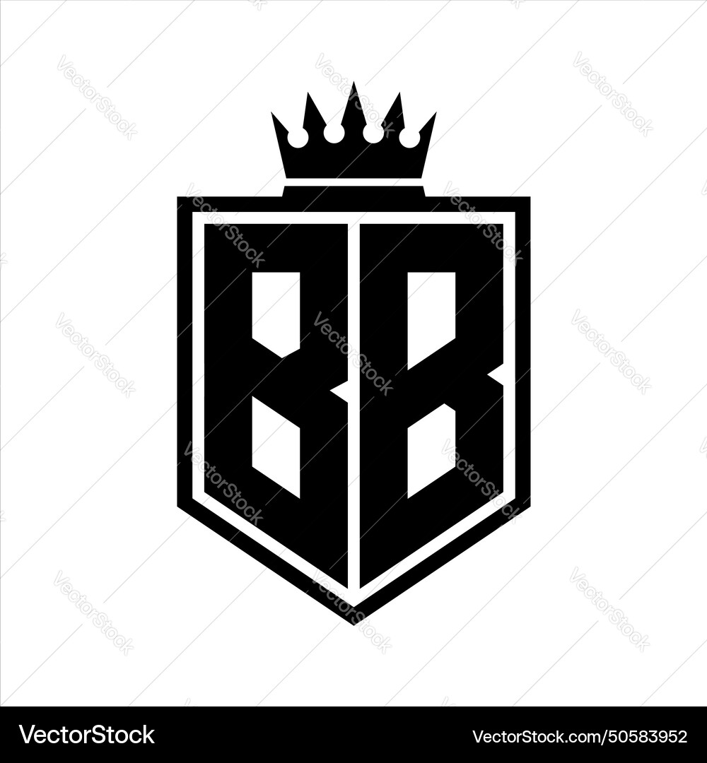 Bb logo monogram bold shield geometric shape Vector Image
