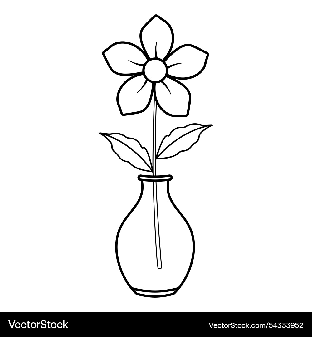 Flower in a vase outline Royalty Free Vector Image