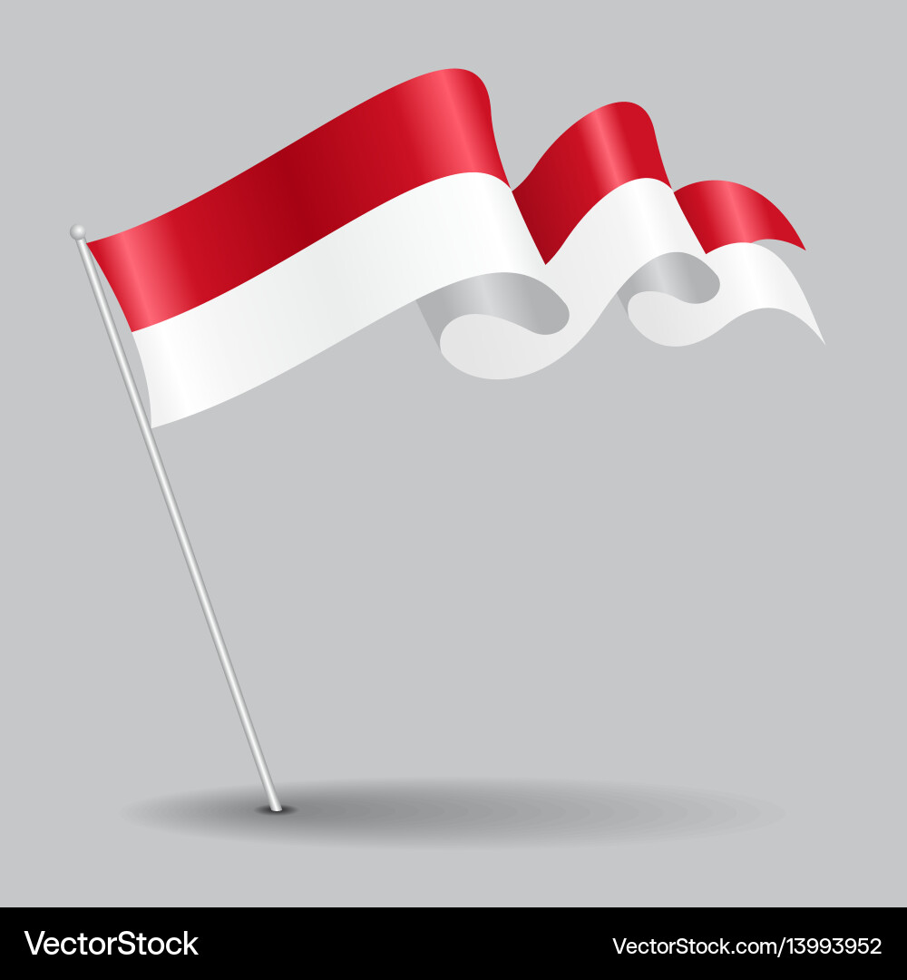 Indonesian pin wavy flag Royalty Free Vector Image