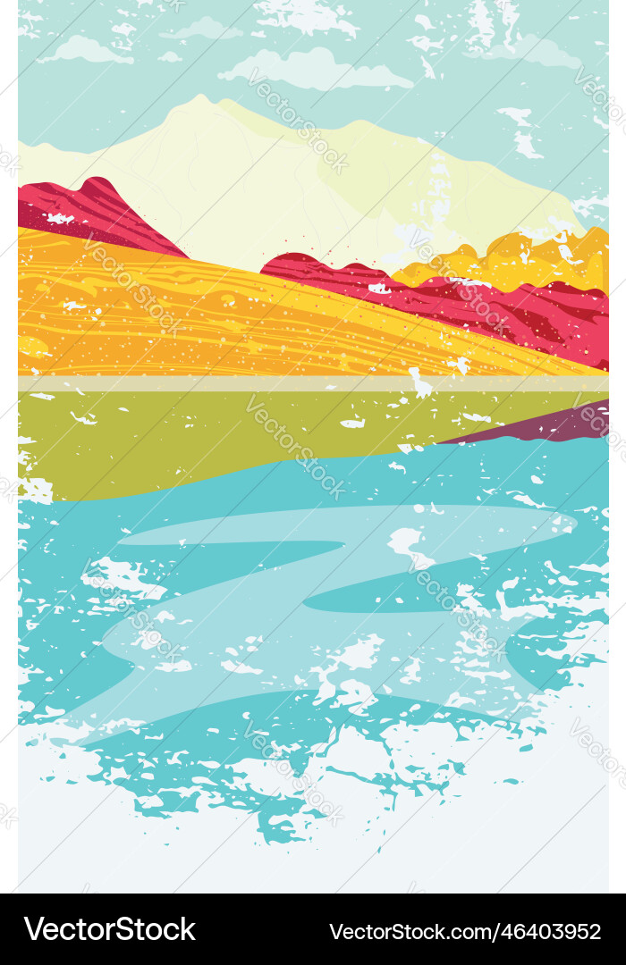 Lake and mountains minimalism Royalty Free Vector Image
