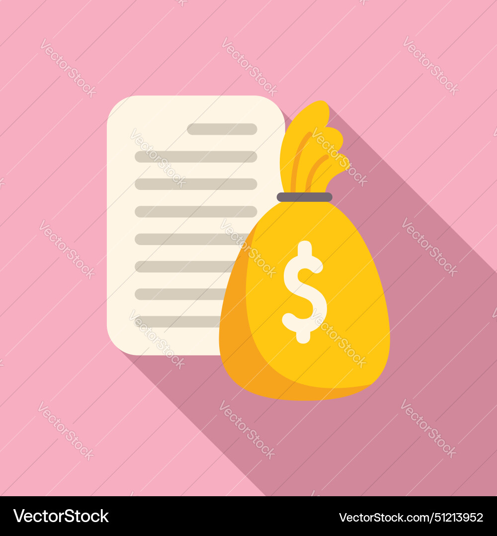 Money bag support icon flat credit loan Royalty Free Vector