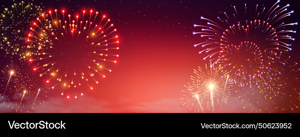 Pyrotechnics and fireworks banner Royalty Free Vector Image