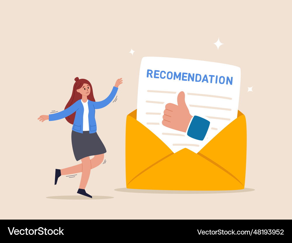 Recommendation letter concept education reward Vector Image